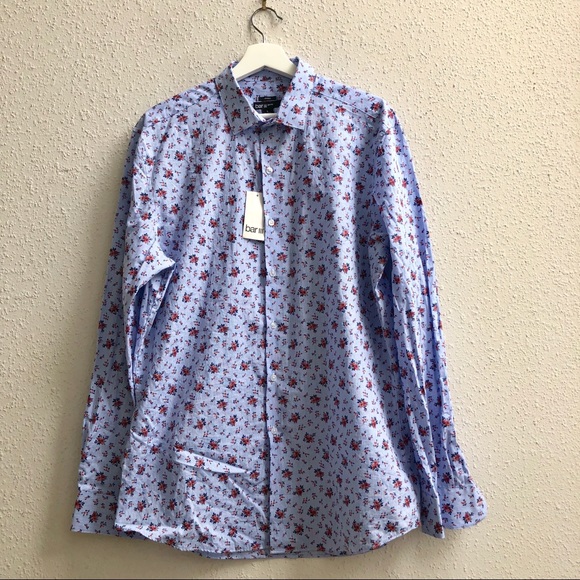 Bar III | Shirts | Bar Iii Slim Fit Floral Button Down Shirt Blue ...